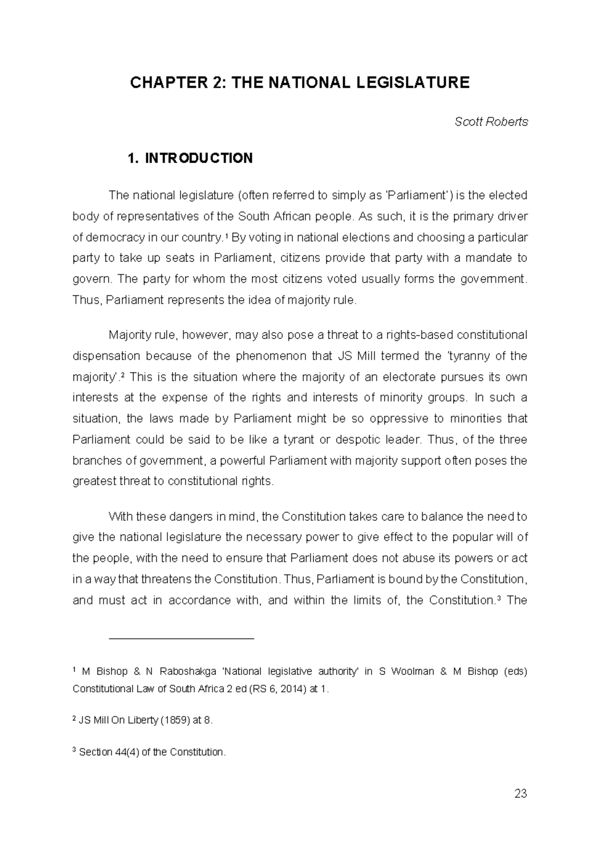 2 - the legislature summary - CHAPTER 2: THE NATIONAL LEGISLATURE Scott ...