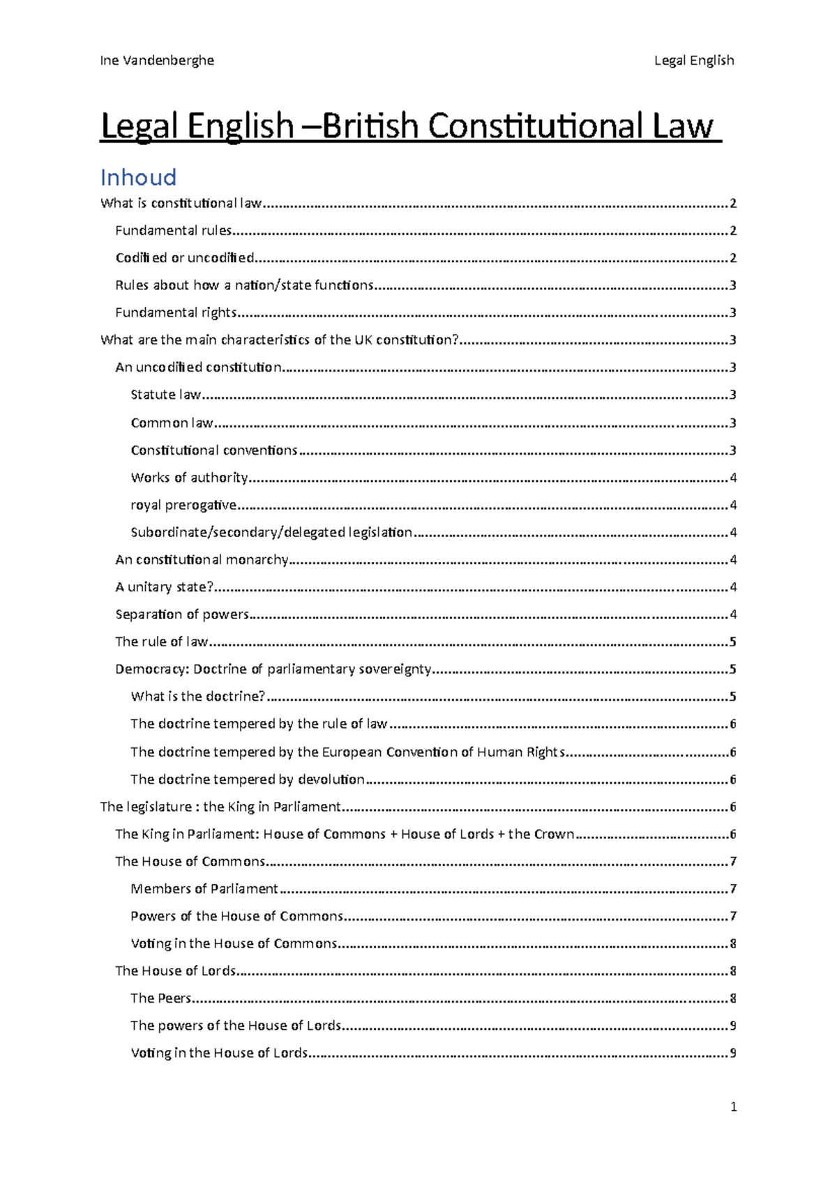 Legal english - good one - Legal English –British Constitutional Law ...