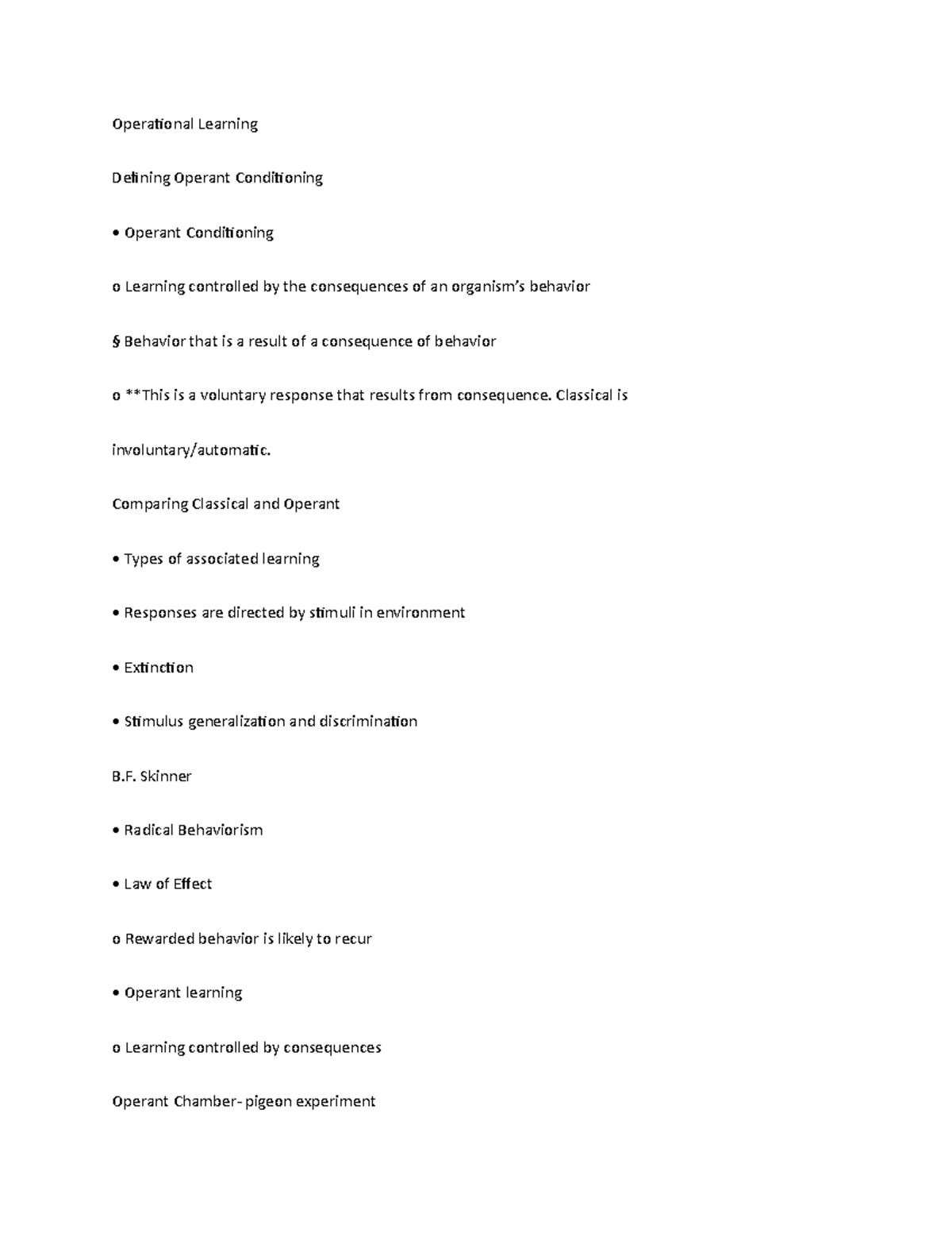 Operational Learning Review - Operational Learning Defining Operant ...