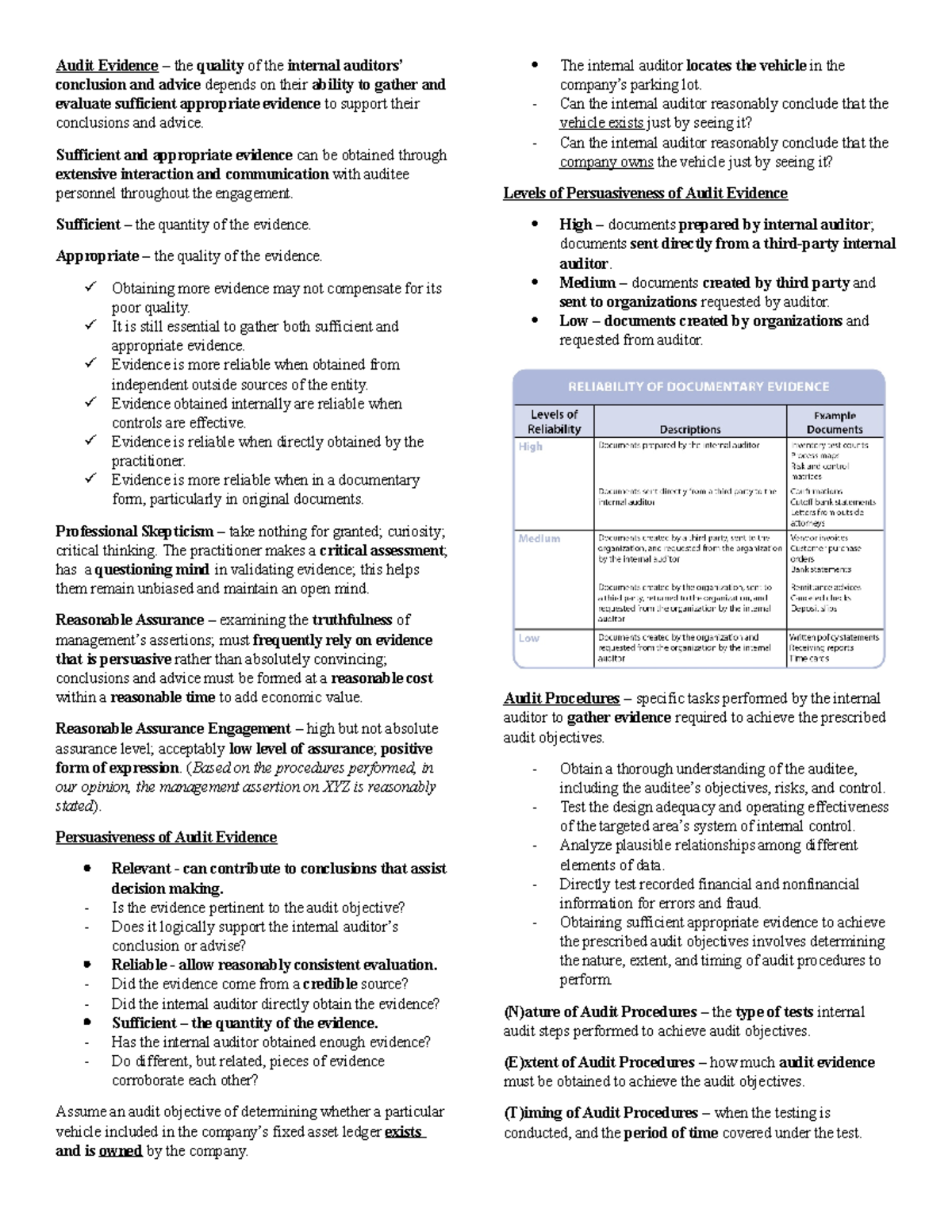 Operational Audit - Audit Evidence – the quality of the internal ...