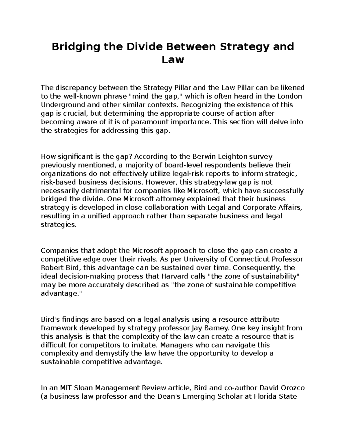 Bridging the Divide Between Strategy and Law - Bridging the Divide ...