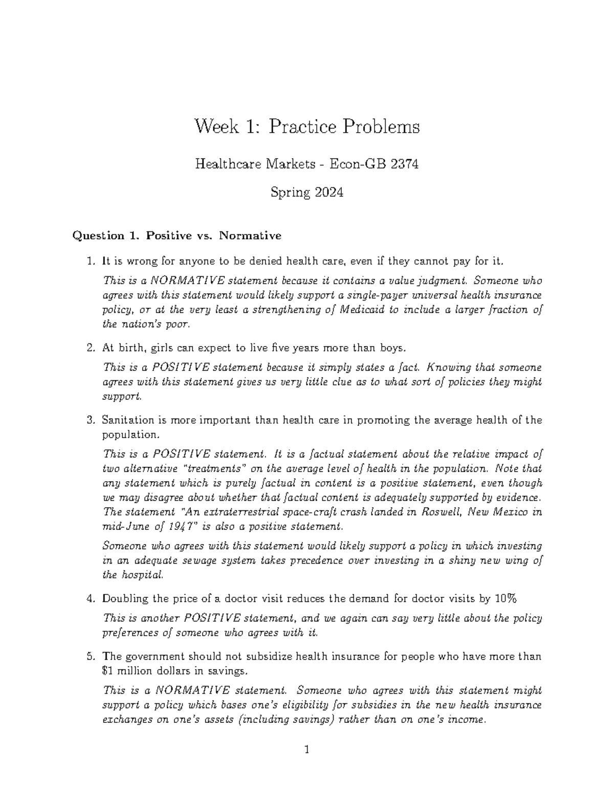Week 1, Practice Problems with solutions - Week 1: Practice Problems ...
