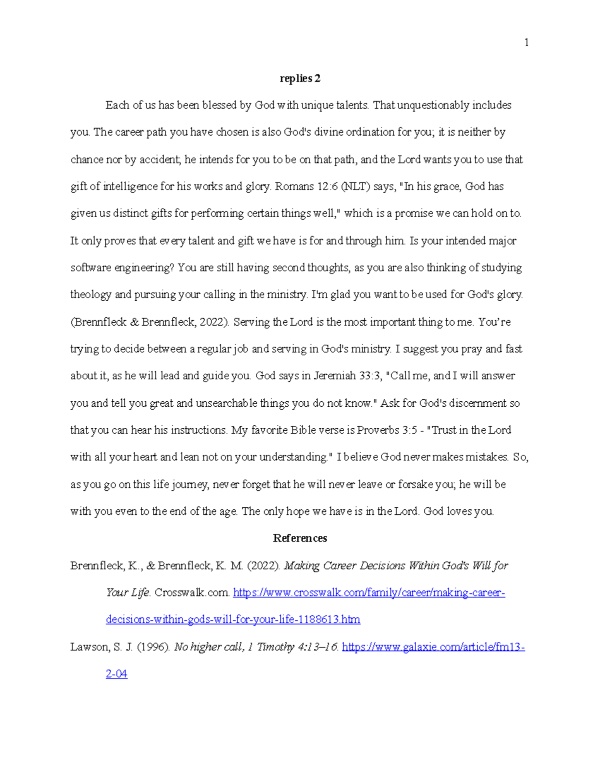 Replies 2 - 1 replies 2 Each of us has been blessed by God with unique ...