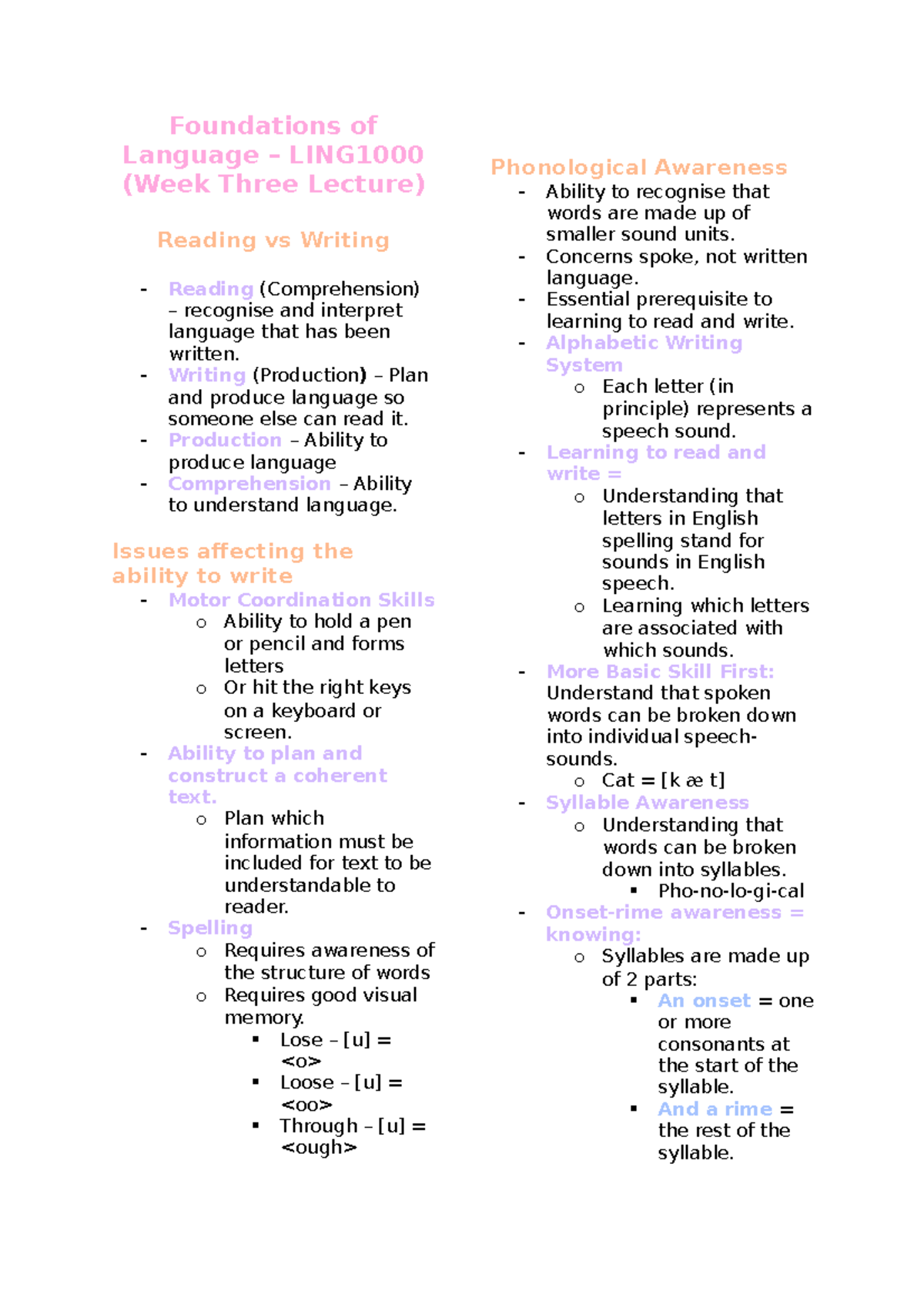 Week Three Lecture And Tutorial Foundations Of Language Ling Week
