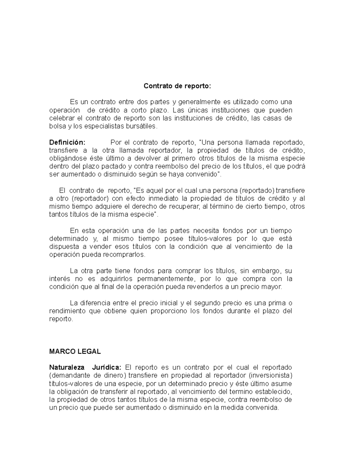 Contrato de reporto - Las únicas instituciones que pueden celebrar el ...