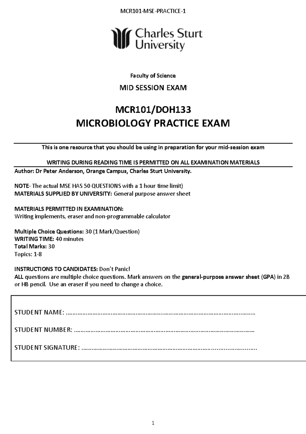 EXAM August 2016, questions - MCR101-MSE-PRACTICE-1 Faculty of Science ...