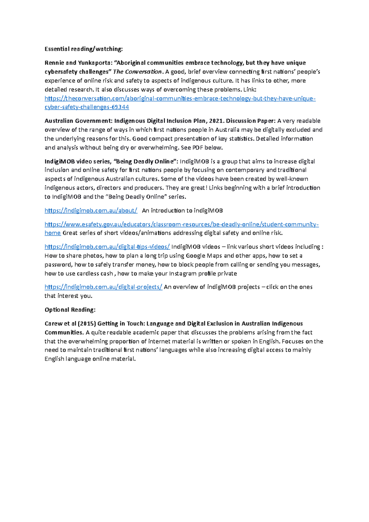 Links to source material on digital exclusion and inclusion for first ...