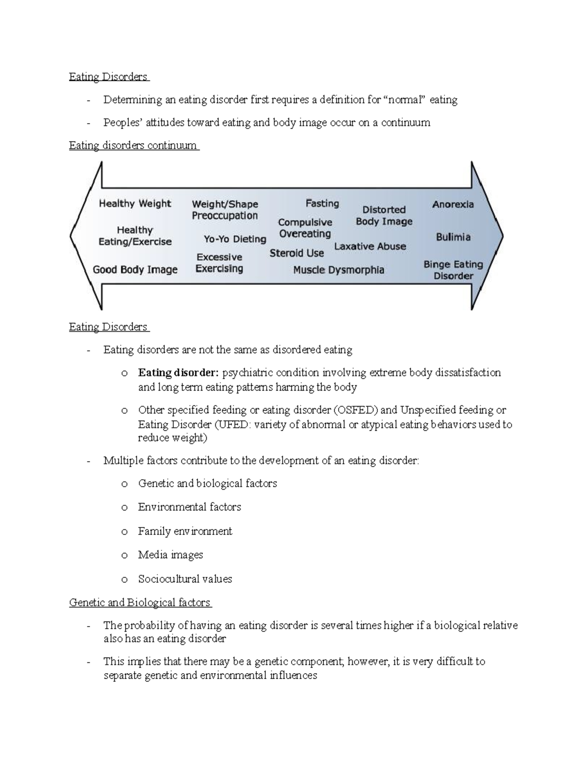Eating Disorders Notes - Eating Disorders - Determining an eating ...