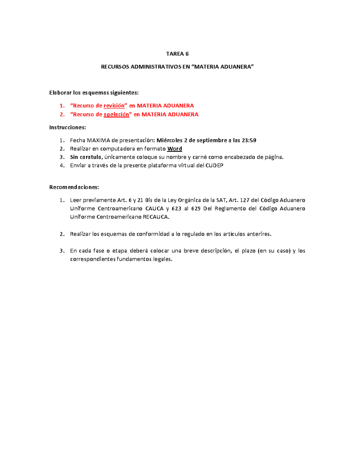 Recursos en materia Aduanera - Warning: TT: undefined function: 32 TAREA 6 RECURSOS ...