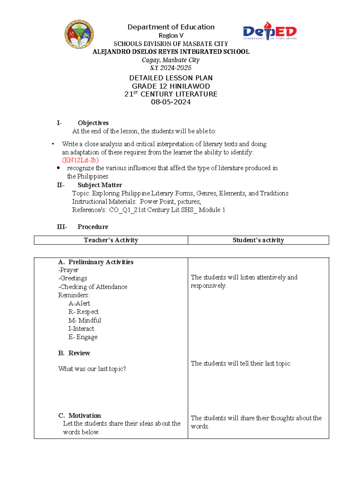 21st lp 3 - a summary of 21st century literature lesson - DETAILED ...