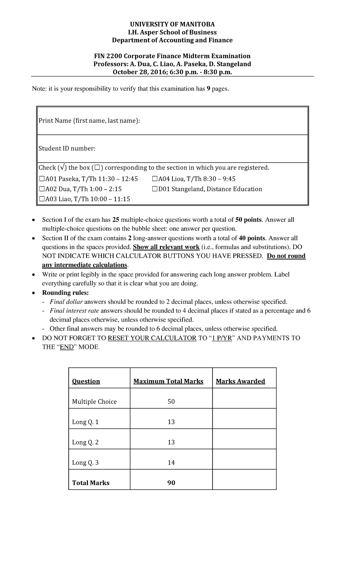 Sample Midterm no Solution - BIOL 2260 - Studocu