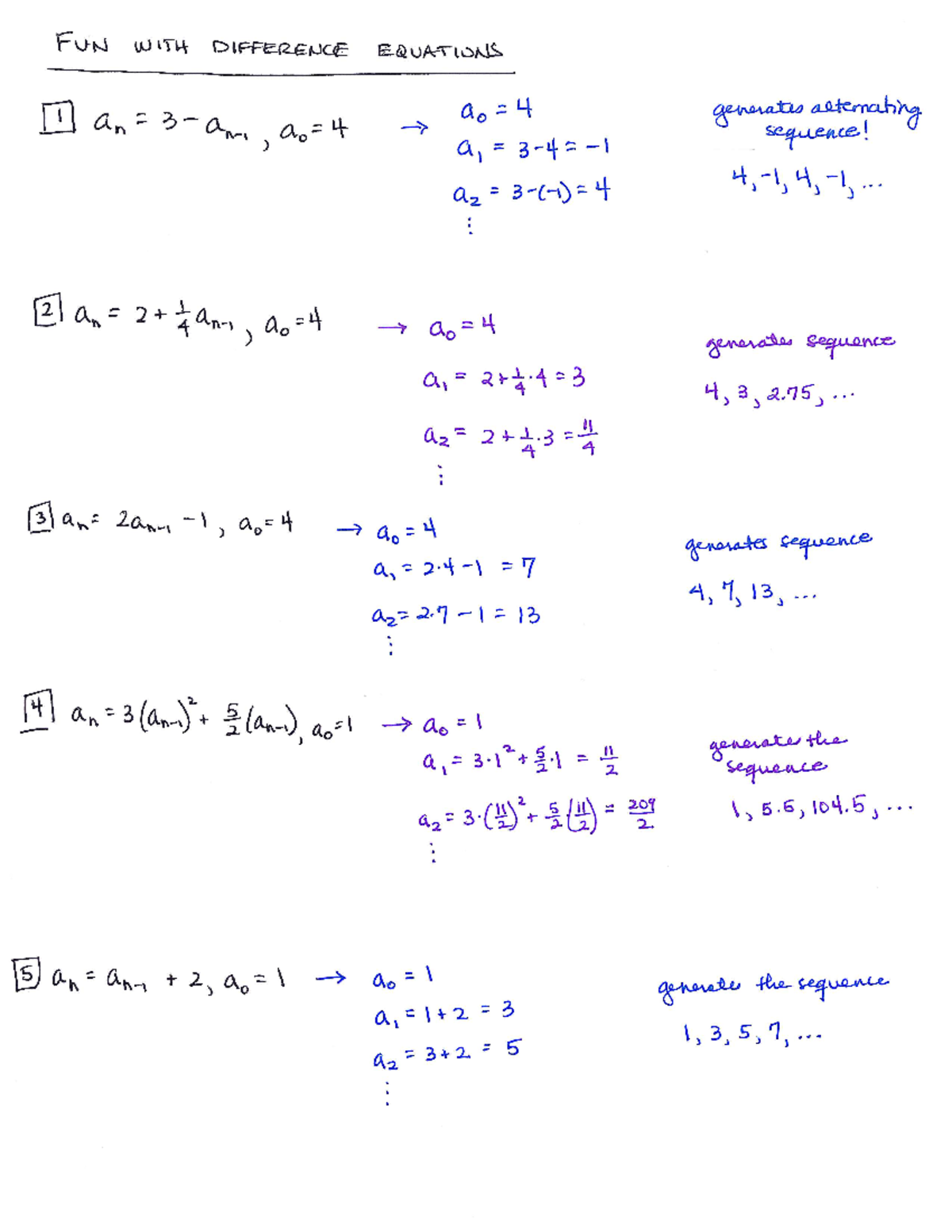 More Examples - Difference Equations - MATH 125 - Studocu