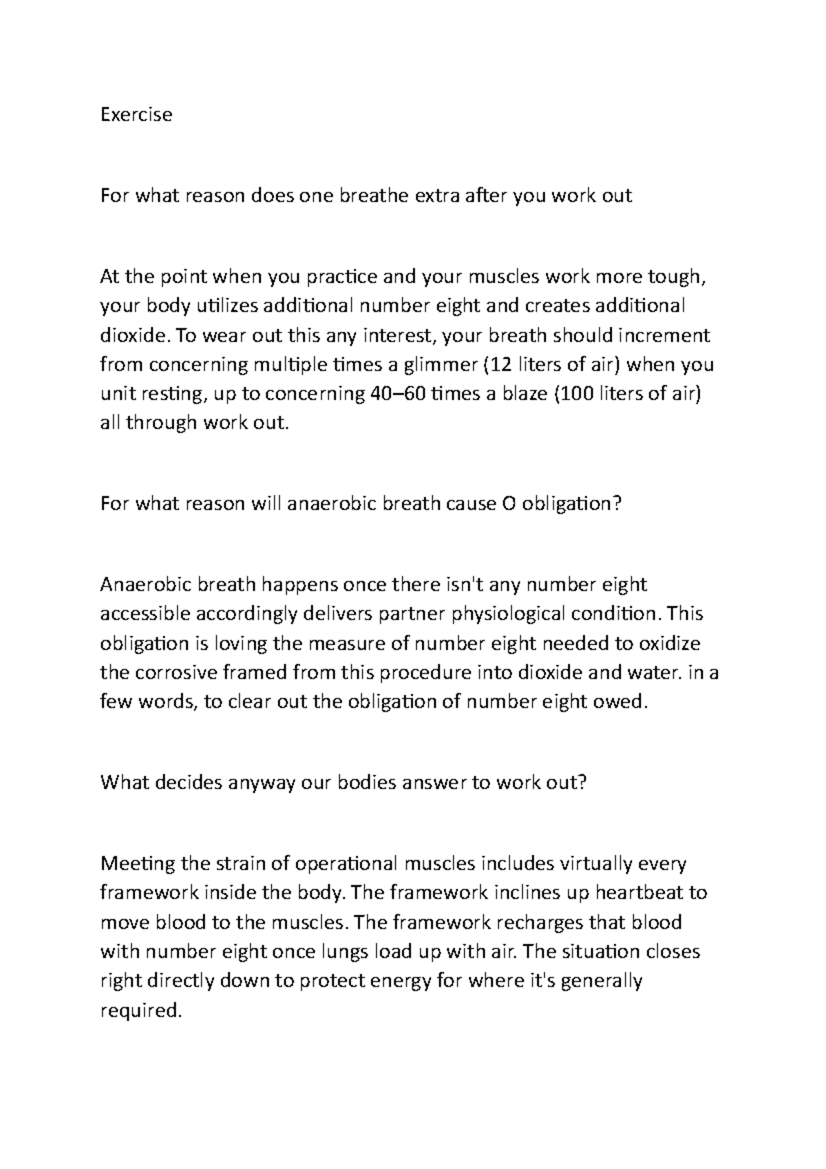 Exercise - NOTES on GSCE - Exercise For what reason does one breathe ...