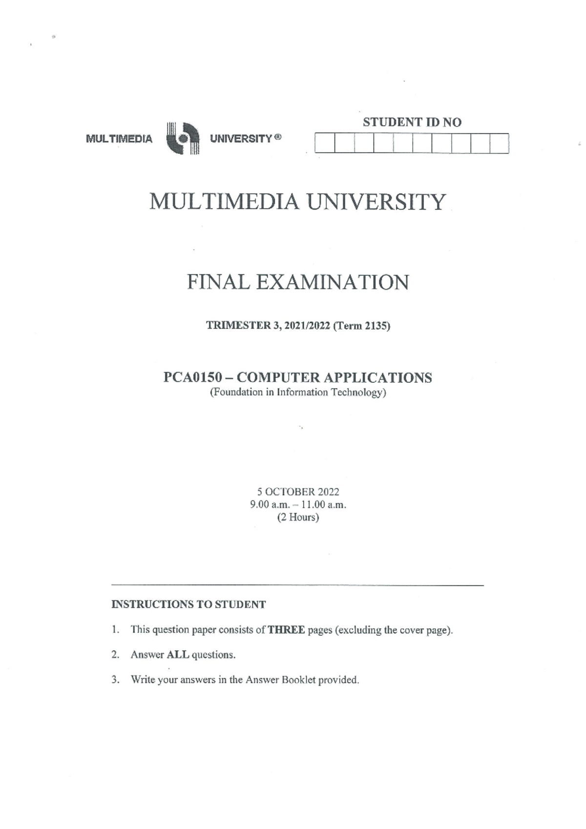 PCA0150 Set 2 - lol - Computer Application - Studocu