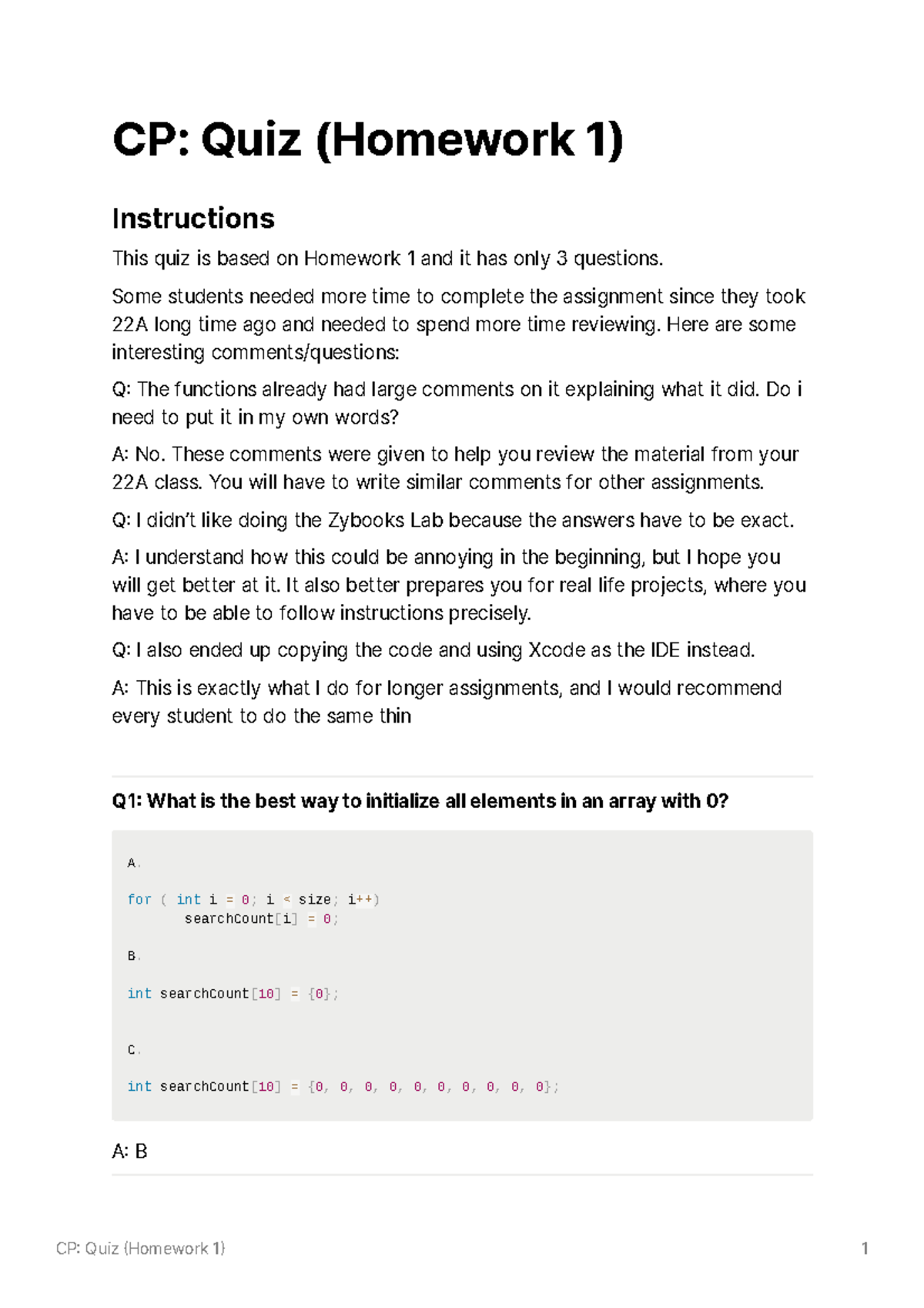 CP: Quiz (Homework 1) - CP Quiz ԻHomework ԆԼ Ԇ CP: Quiz ԲHomework ԆԳ Instructions This quiz is ...