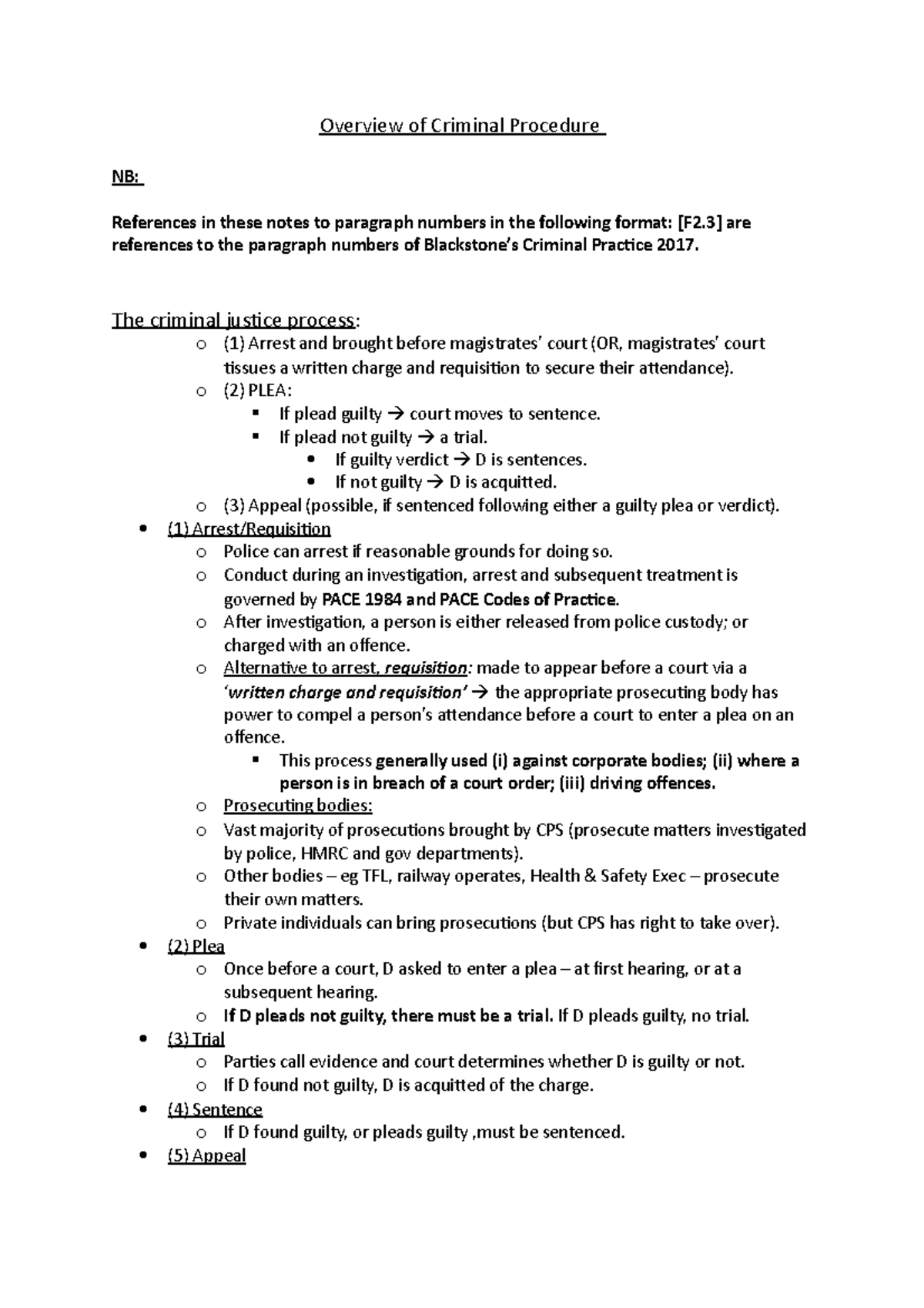 Overview of criminal procedure - Overview of Criminal Procedure NB ...