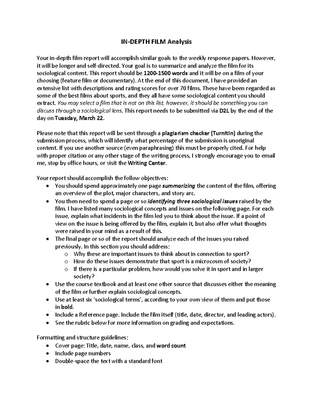 Media Analysis Guidelines - IN-DEPTH FILM Analysis Your in-depth film ...