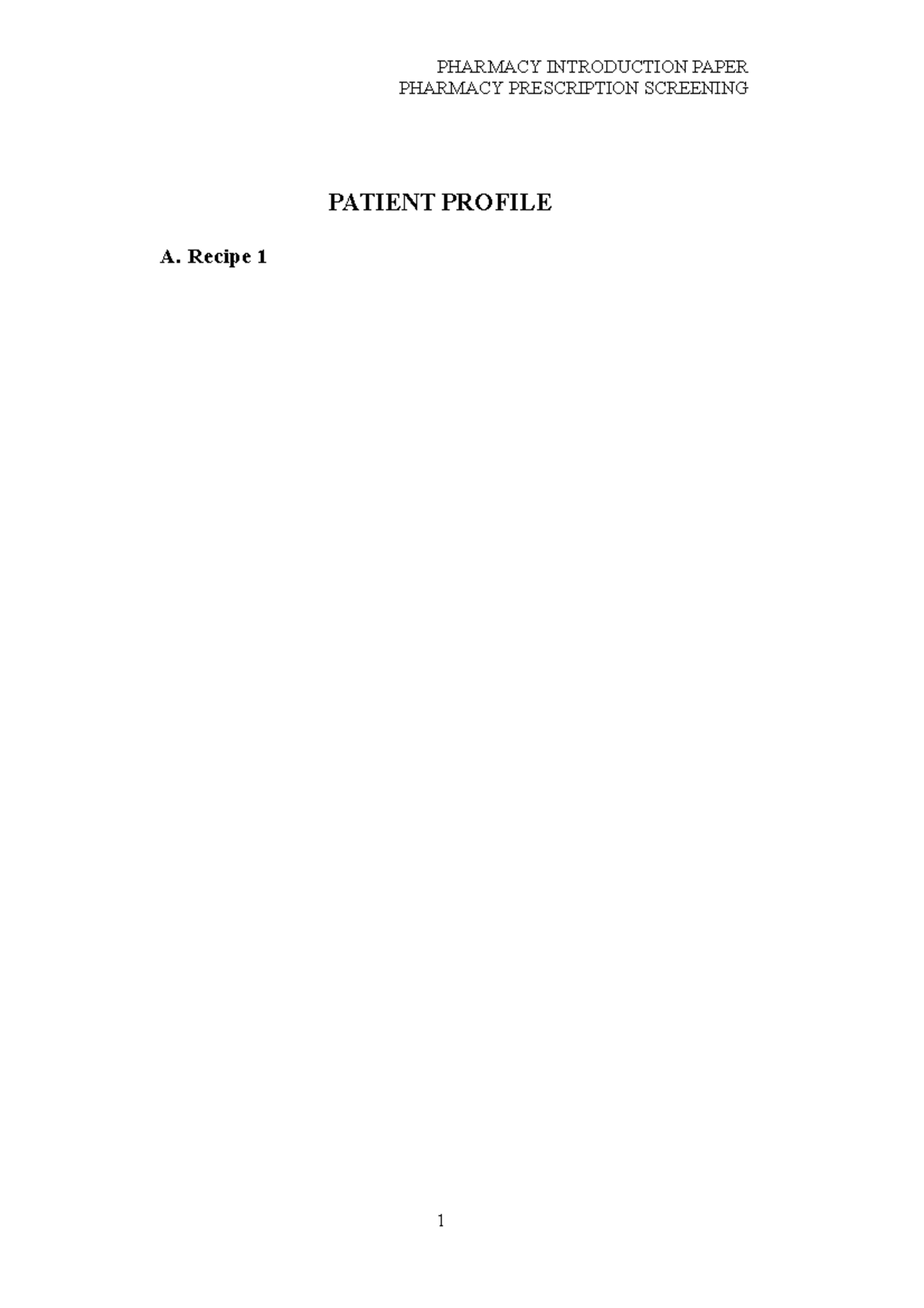 Pharmacy Introduction Paperpharmacy Prescription Screening - PHARMACY ...