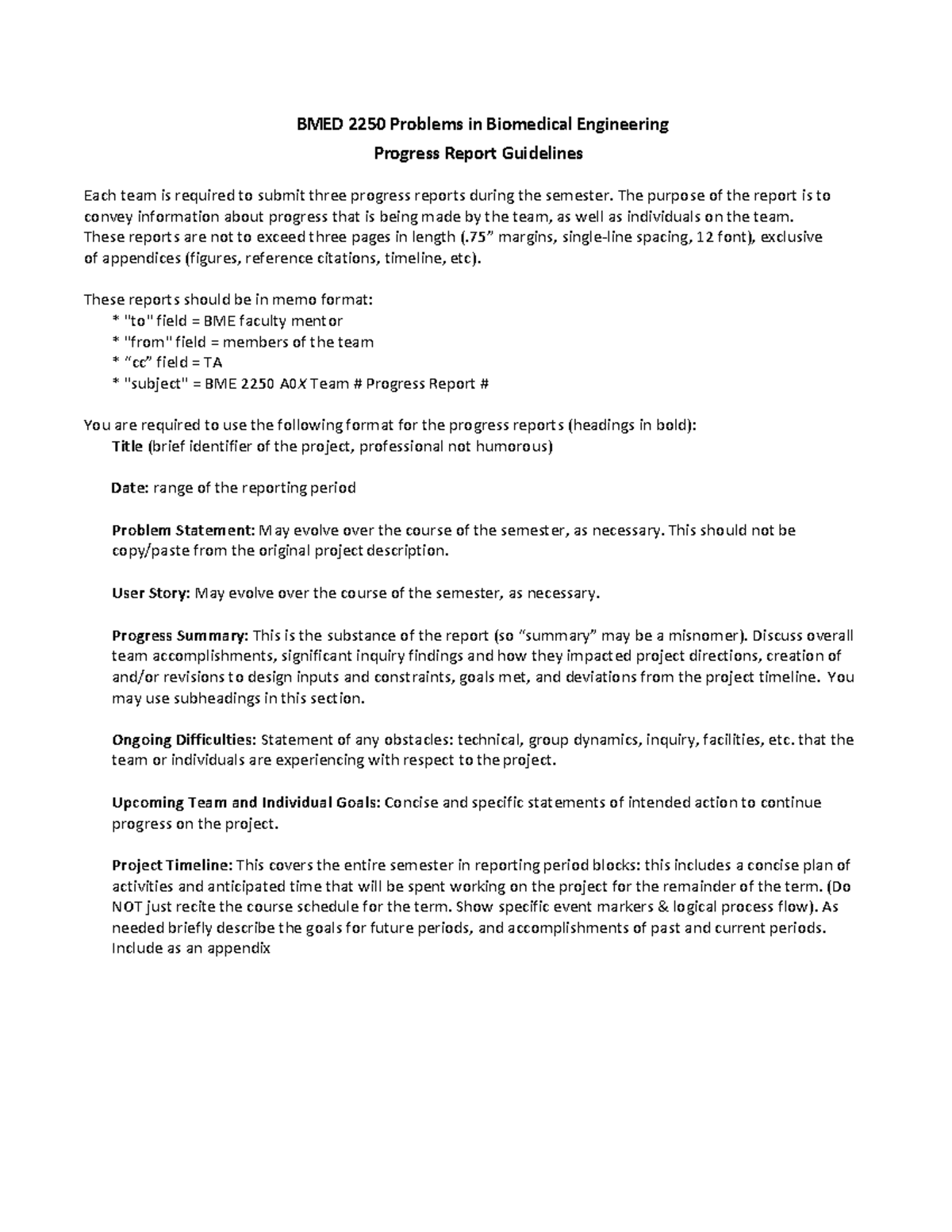 2250 progress report guidelines - BMED 2250 Problems in Biomedical ...