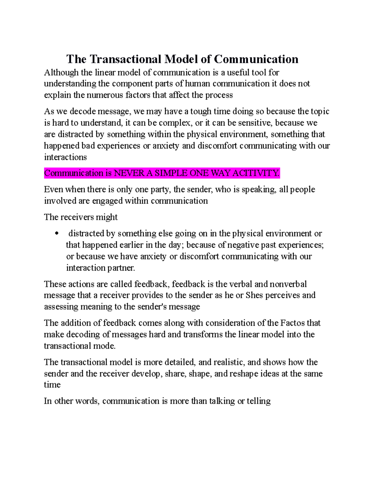 The Transactional Model of Communication - The Transactional Model of ...