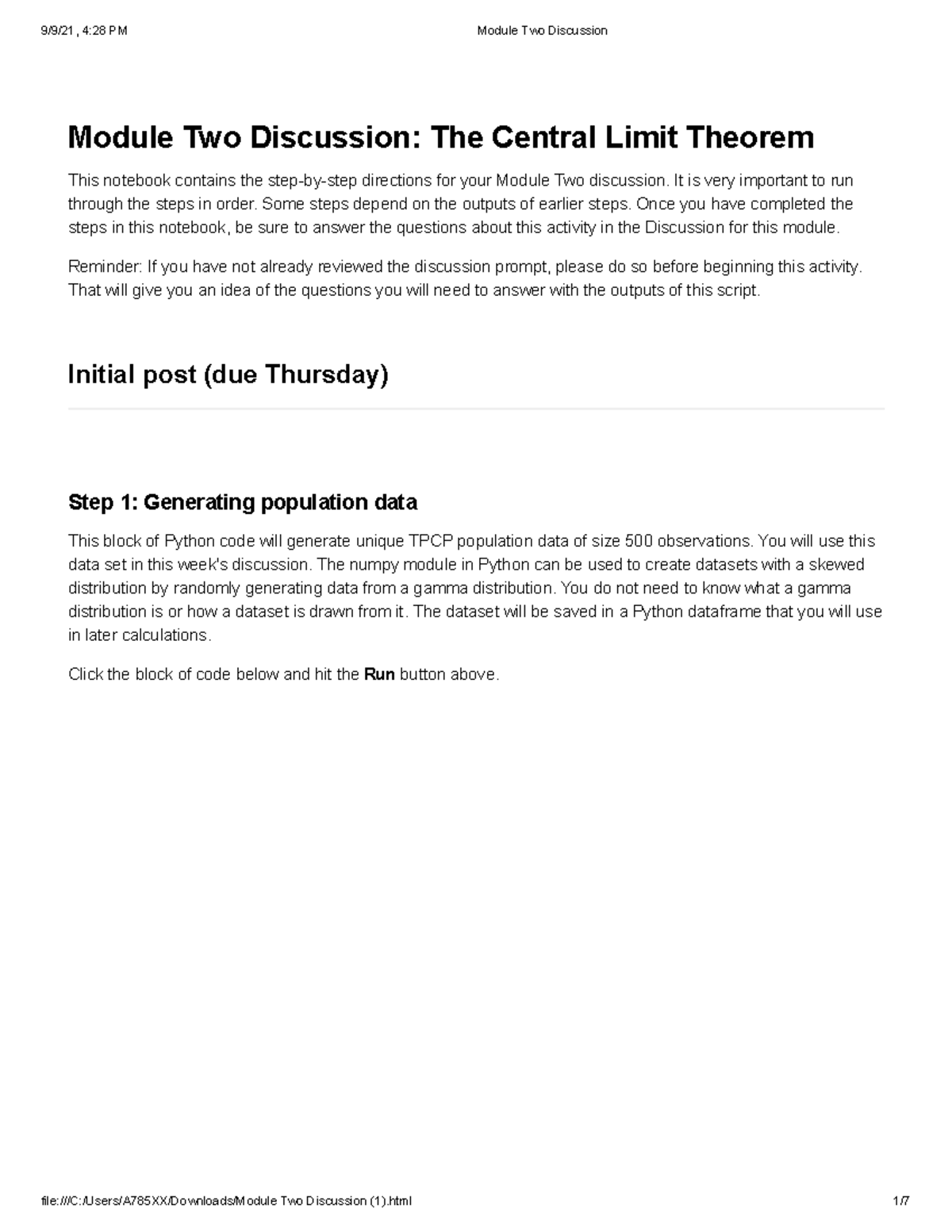 MAT 243 Module Two Discussion Codio - Module Two Discussion: The ...
