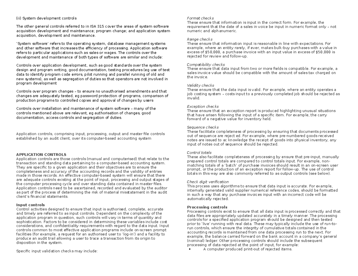 357100684-Report-Explanation - (ii) System development controls The ...
