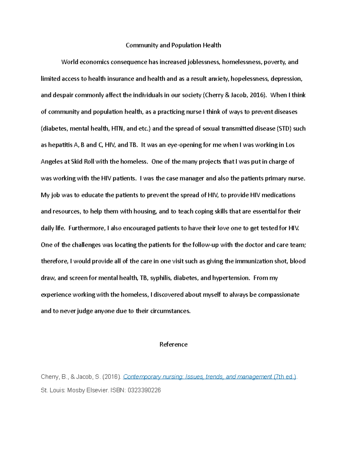 Community and Population Health - When I think of community and ...