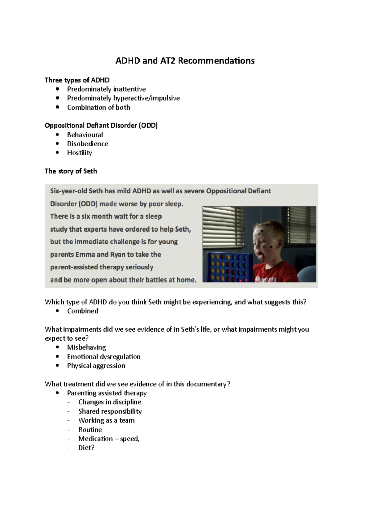 Week 8 - ADHD and AT2 Recommendations - ADHD and AT2 Recommendations ...