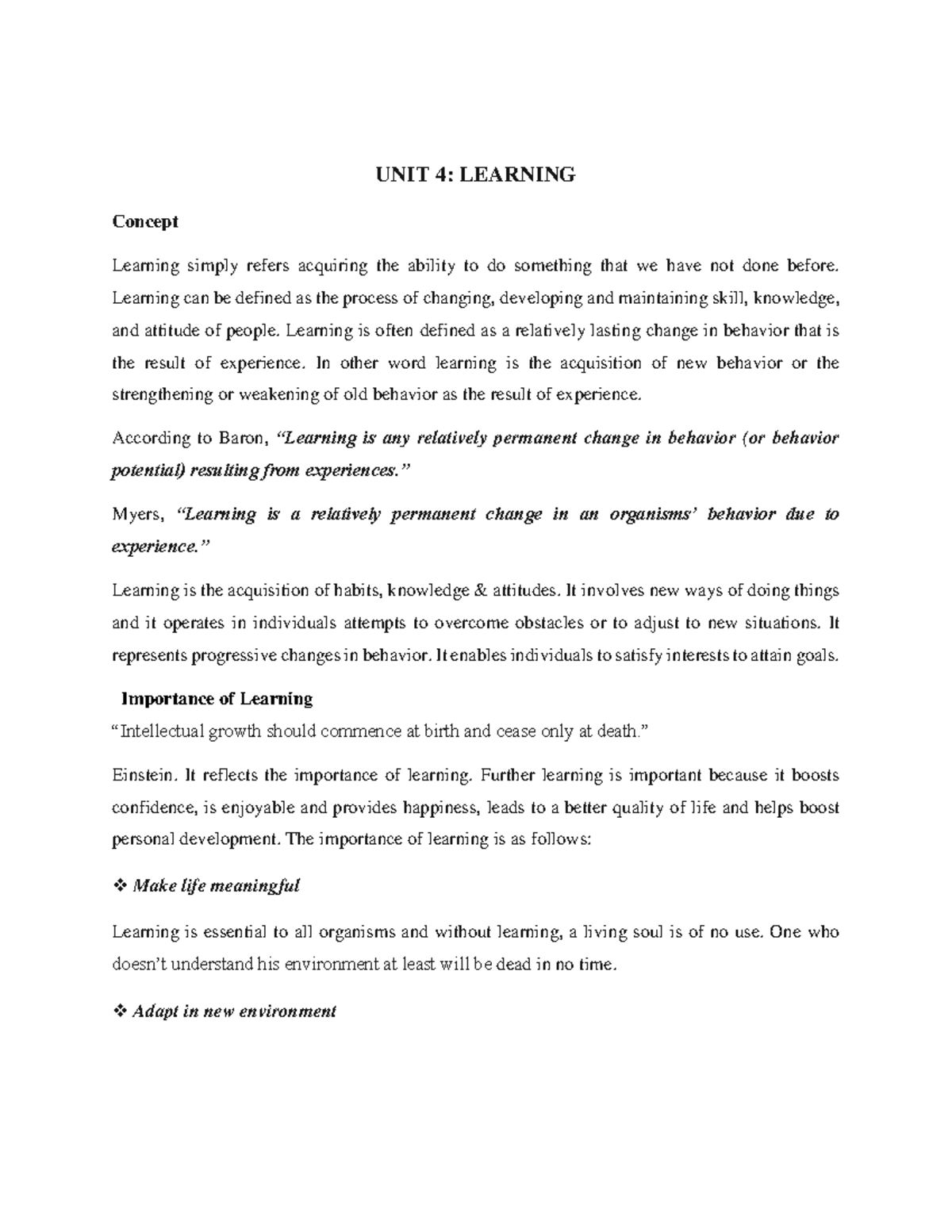 Acquiring knowledge - UNIT 4: LEARNING Concept Learning simply refers ...