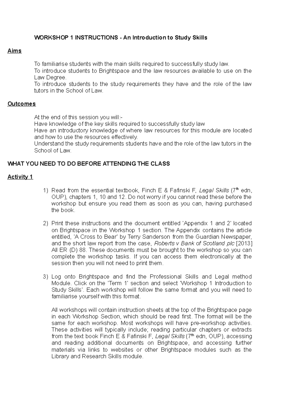 001b W1 Study Skills - Instructions 19-20 - WORKSHOP 1 INSTRUCTIONS ...