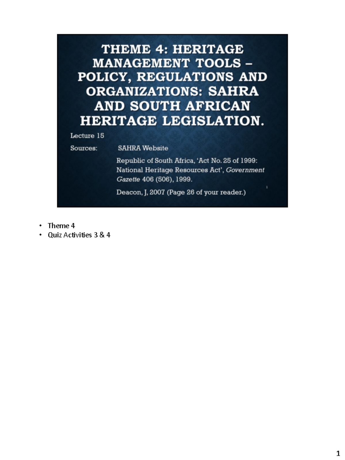 Theme 4 Lecture 14 Powerpoint - EFK 210 - Web links available in the “Study Materials” section ...