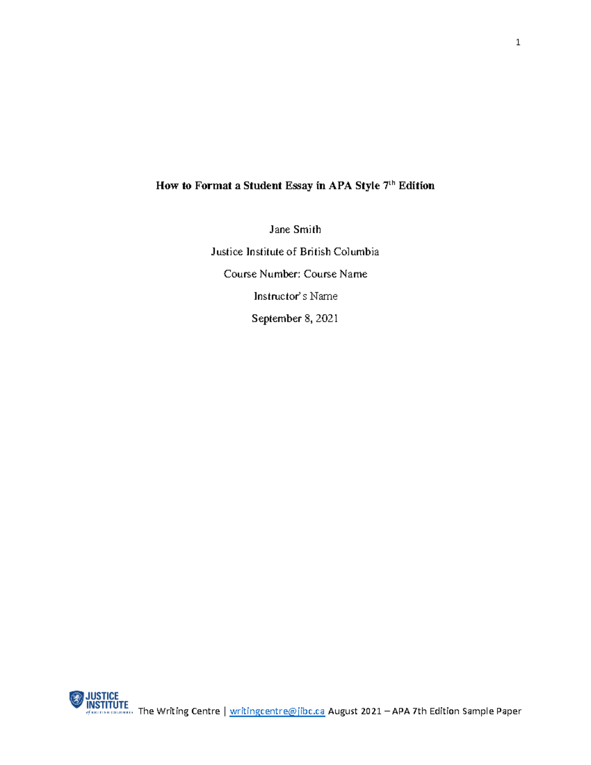 Apa Format Sample Essay