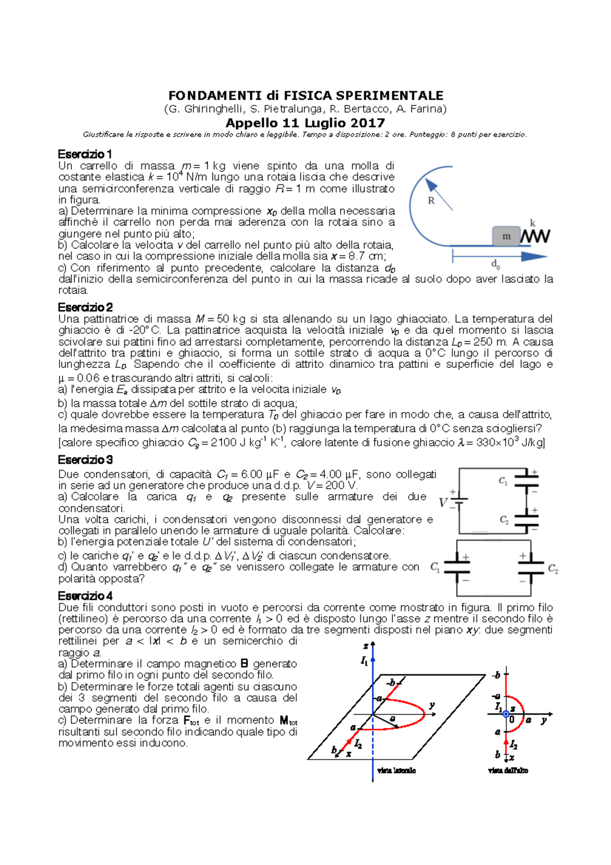 2017 Primo+appello - tema d'esame - FONDAMENTI di FISICA SPERIMENTALE (G. Ghiringhelli, S. - Studocu