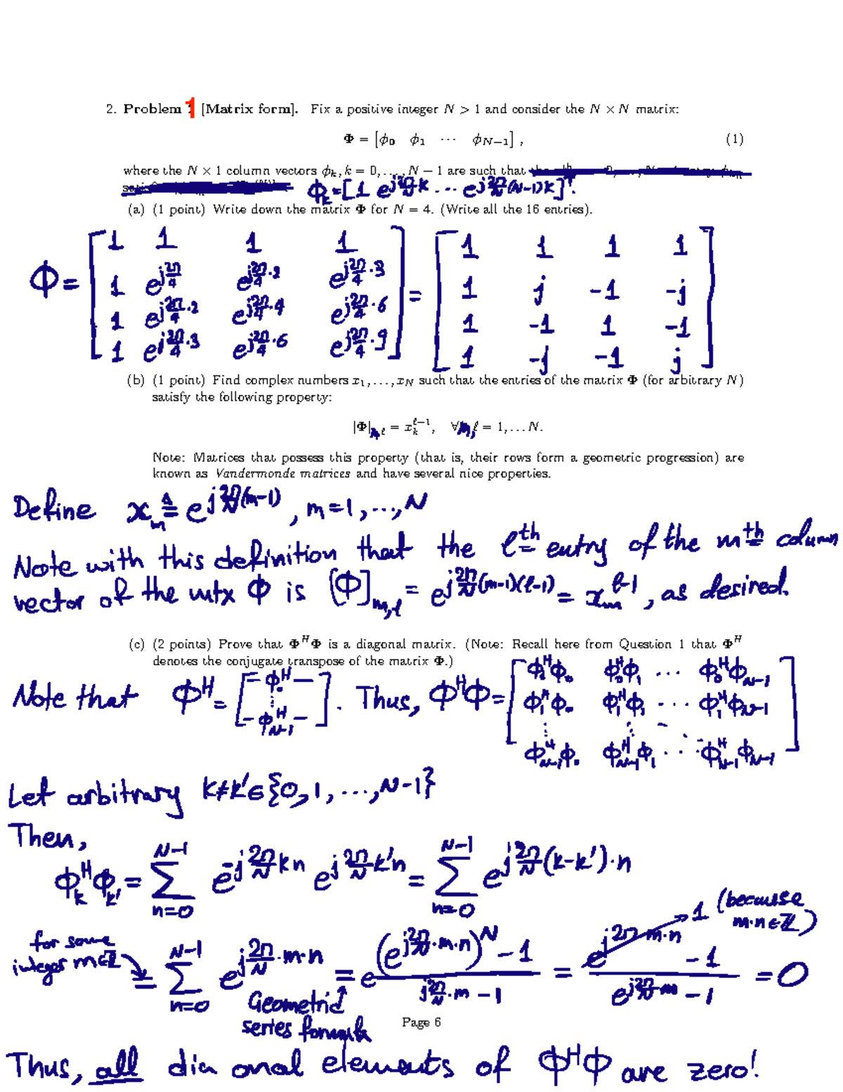 ELEC221 HW2 Solutions Prob 1 and 5 - Problem 2 [Matrix form]. Fix a positive integer N > 1 and ...