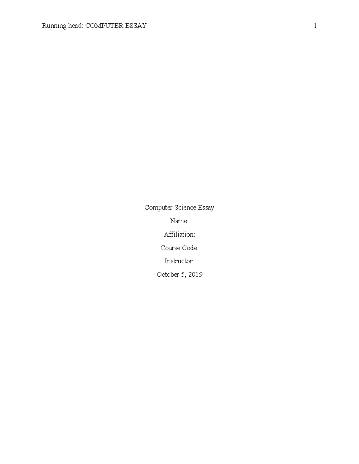 Answer 2 (22) - Assignment - Running head: COMPUTER ESSAY 1 Computer ...