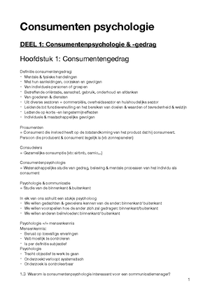 Consumentengedrag consupsycho 1 exa - CONSUMENTENGEDRAG 1: CONSUMENTENPSYCHOLOGIE 1. - Studocu