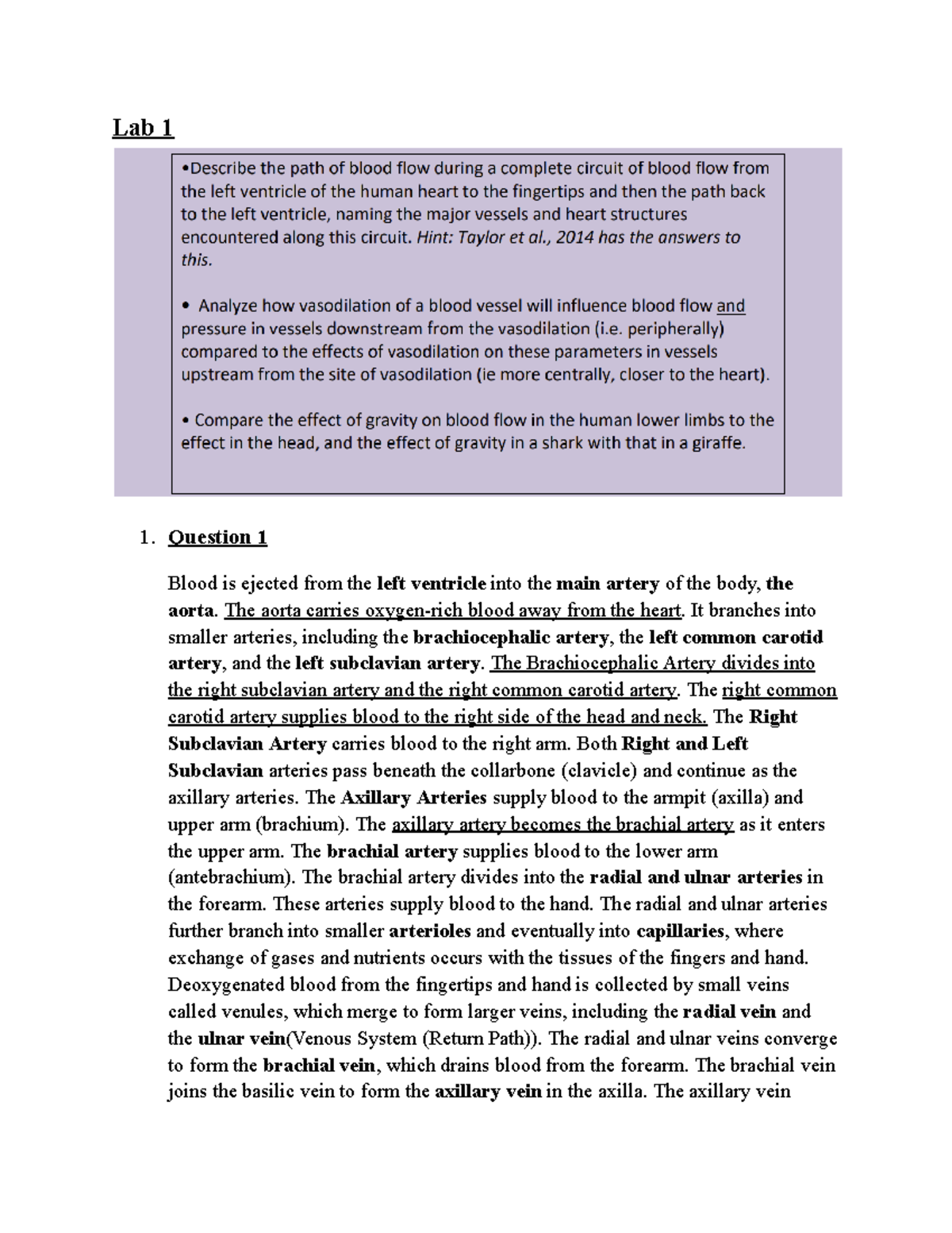 Bio 224 Lab's 1-8 reviews - Lab 1 1. Question 1 Blood is ejected from ...