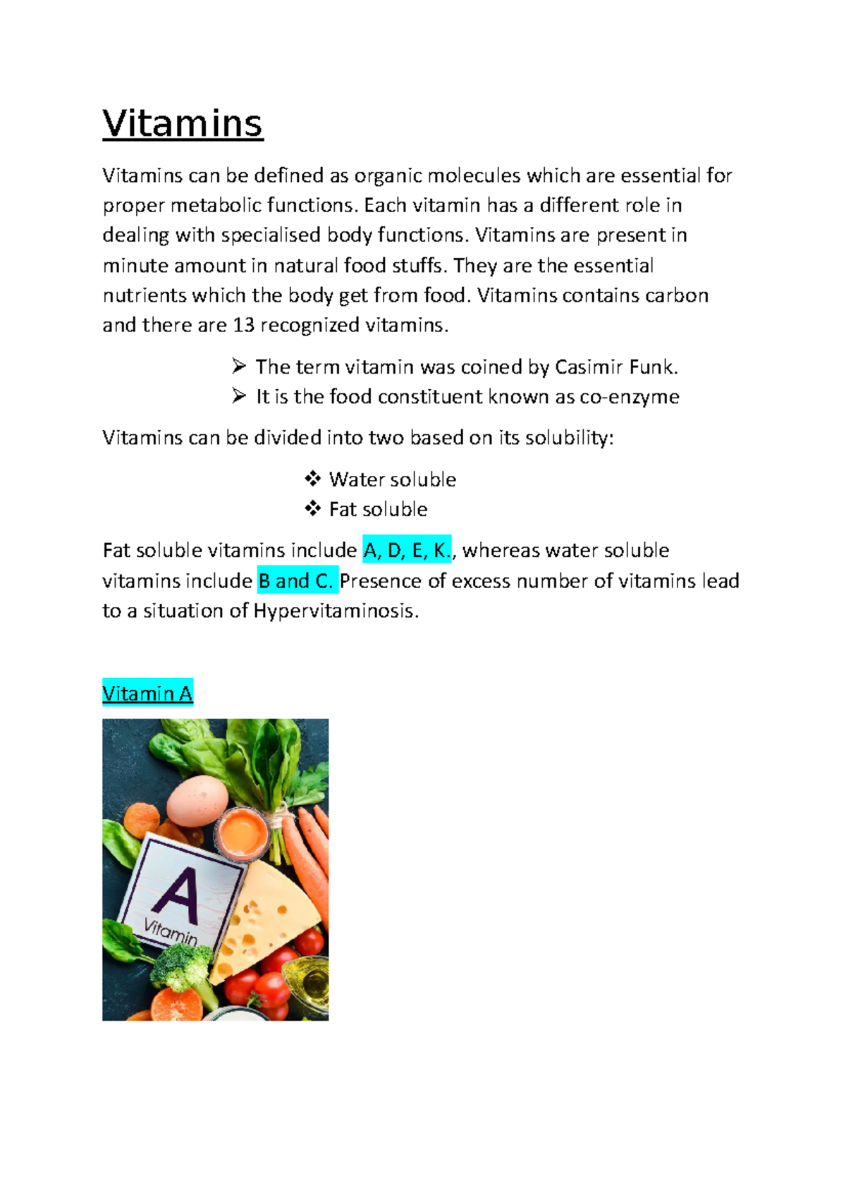 Vitamins - Vitamins Vitamins can be defined as organic molecules which ...