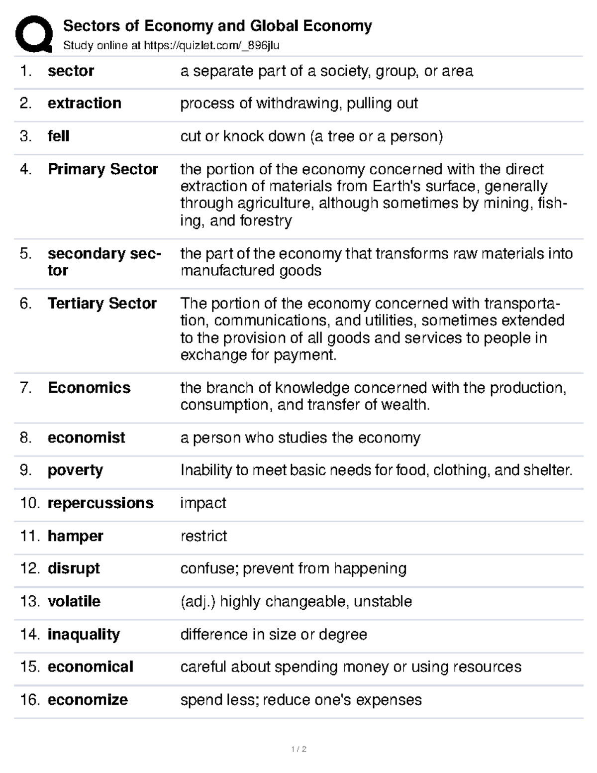 Sectors of Economy and Global Economy - Economics the branch of ...