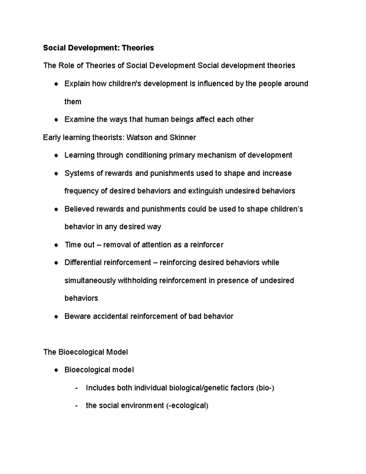 Unit 11 - notes - Social Development: Theories The Role of Theories of ...