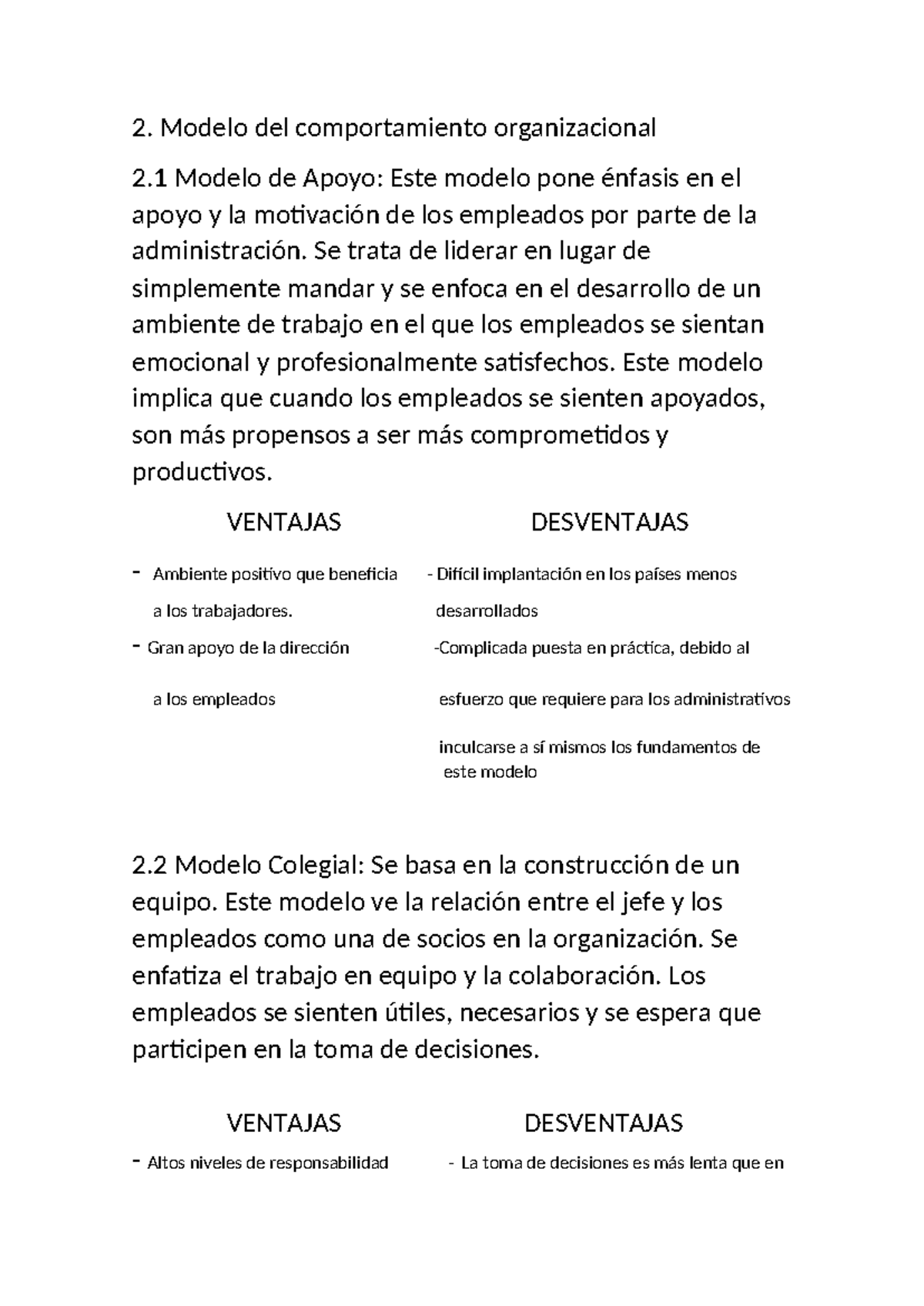 Modelo 2.1 Y2 - Jsjdfv - 2. Modelo del comportamiento organizacional 2 ...
