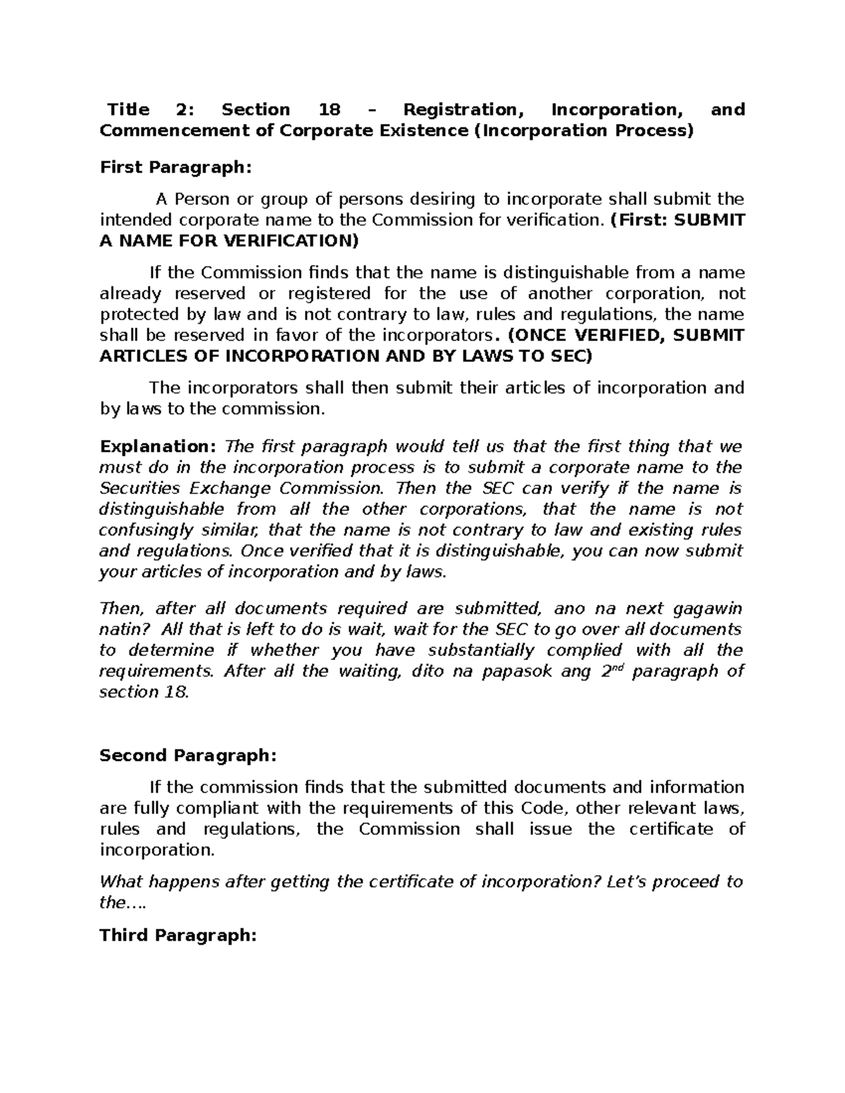 Section 18-20 - Title 2: Section 18 – Registration, Incorporation, and ...