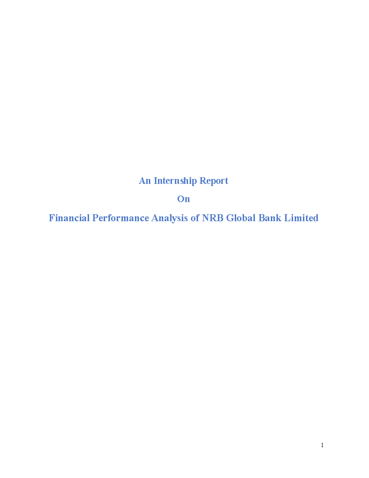 -Internship report on NRB Global bank - An Internship Report On ...