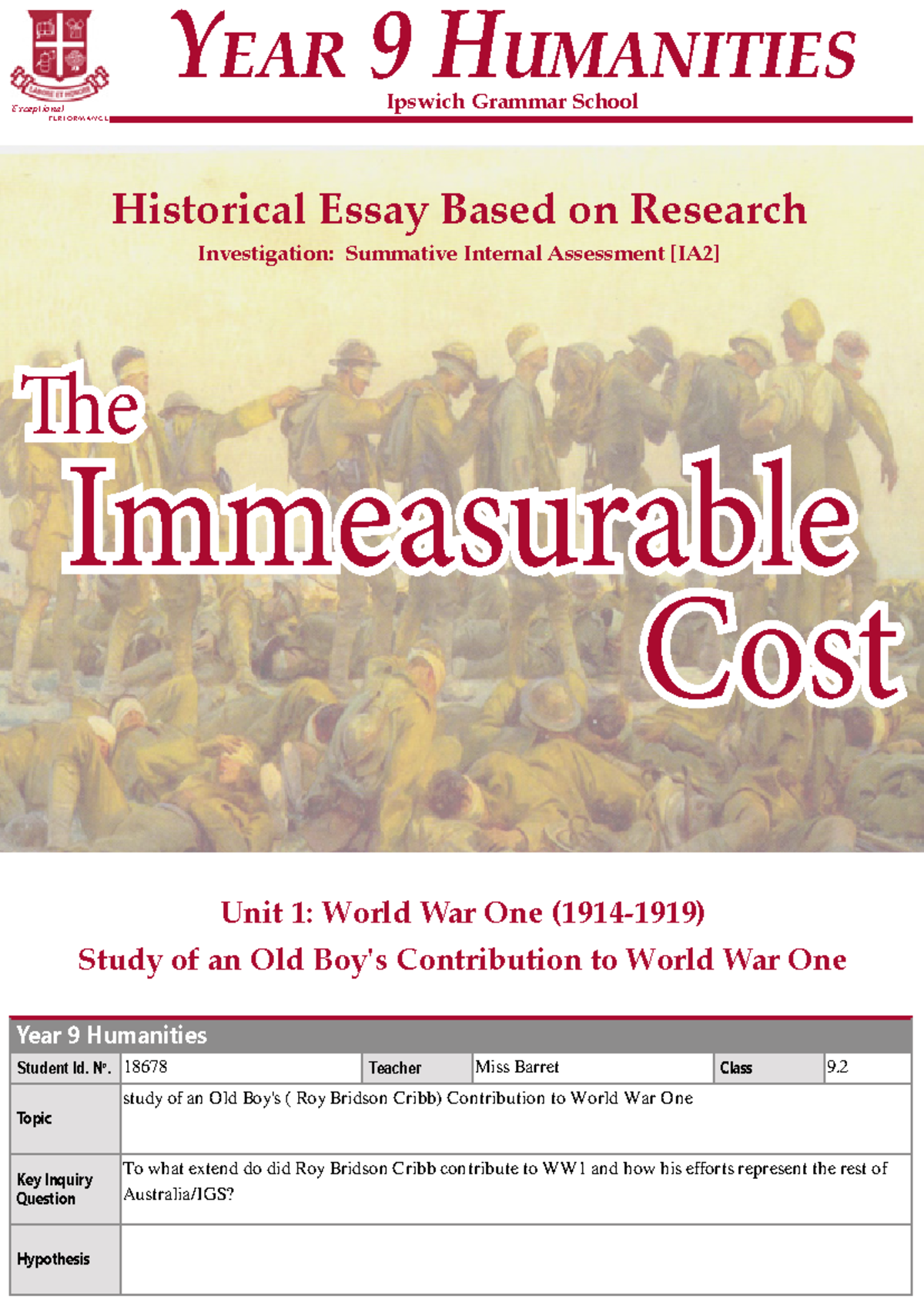 09 U2 Historical Essay Based on Research 21 - Ipswich Grammar School ...
