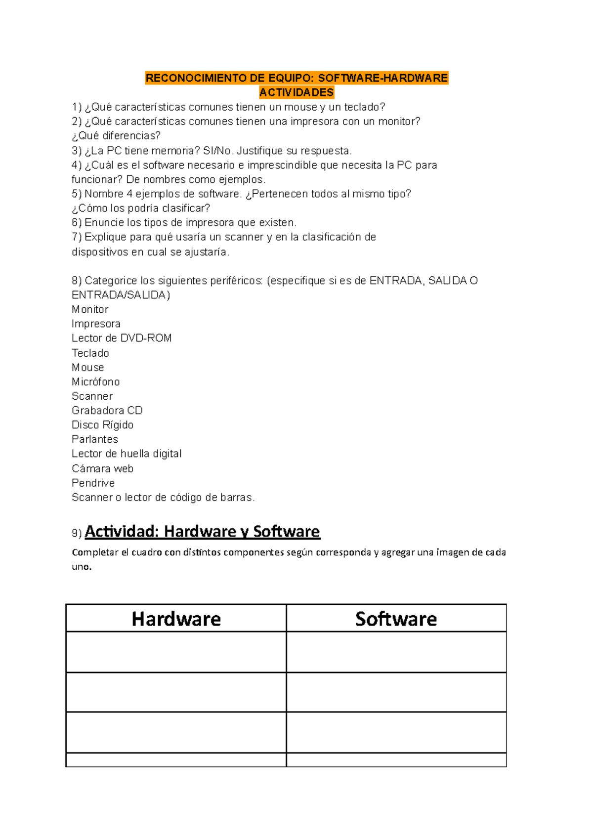 TP N°1 - Conceptos básicos - RECONOCIMIENTO DE EQUIPO: SOFTWARE-HARDWARE ACTIVIDADES ¿Qué - Studocu