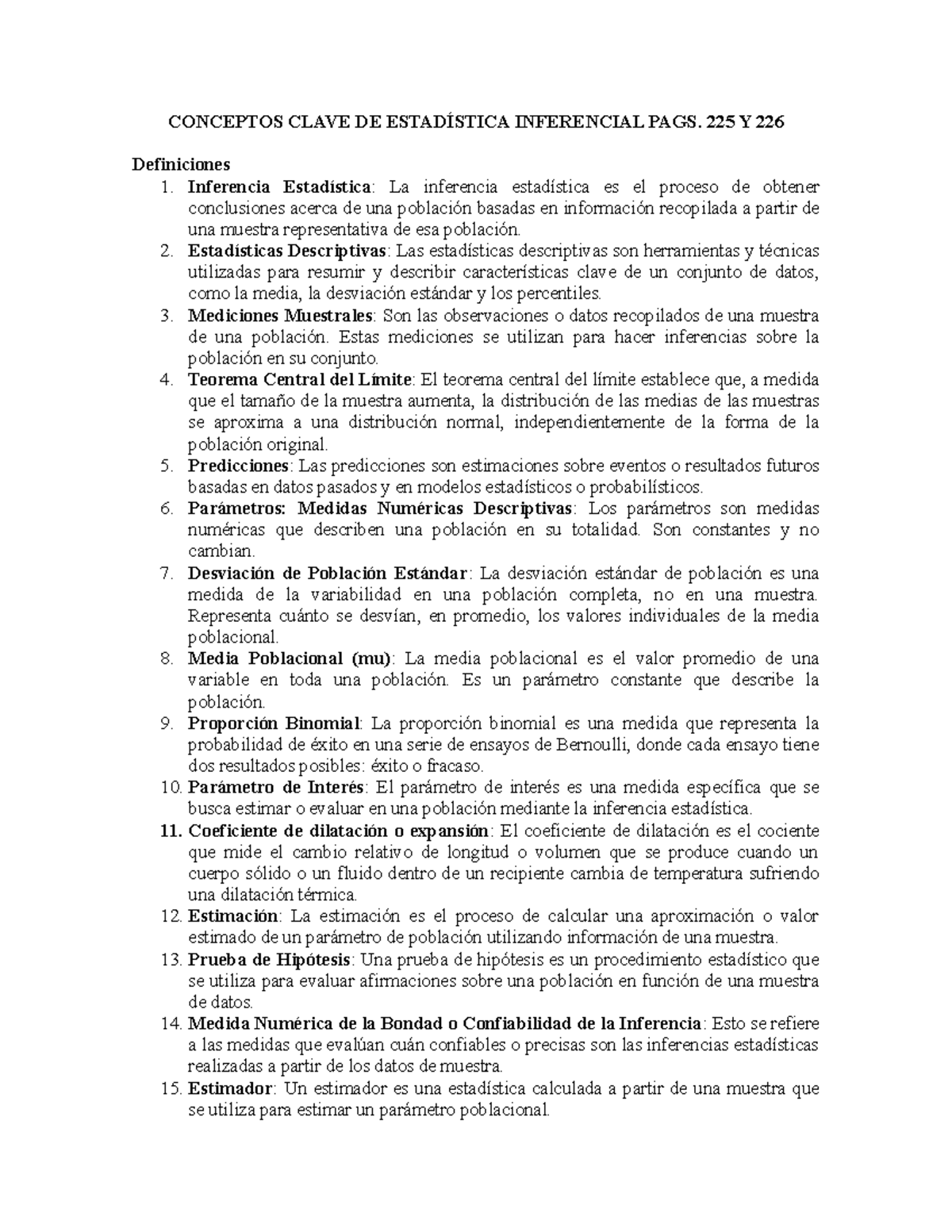 Conceptos Clave DE Estadí Stica Inferencial PAGS - CONCEPTOS CLAVE DE ESTADÍSTICA INFERENCIAL ...