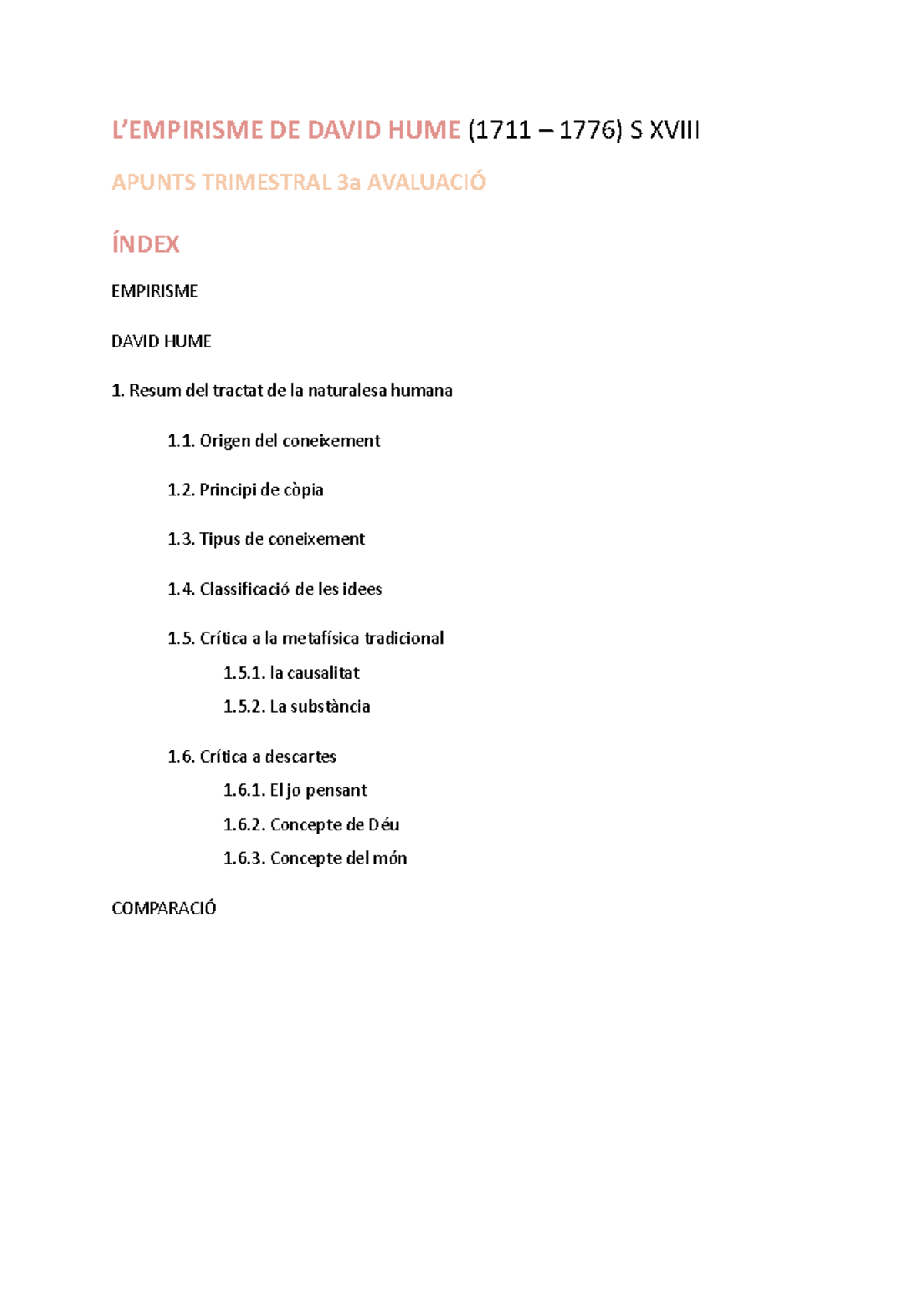 David HUME - L’EMPIRISME DE DAVID HUME (1711 – 1776) S XVIII APUNTS ...