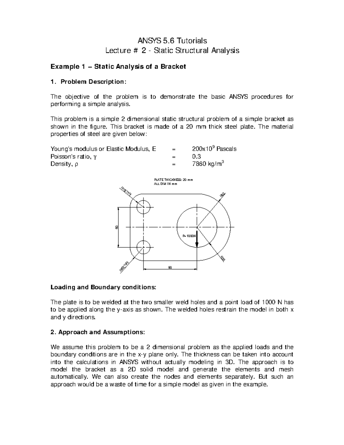 Ansys 5 6 Tutorials Lecture 2 Static Str Ansys 5 Tutorials Lecture 2 Static Structural