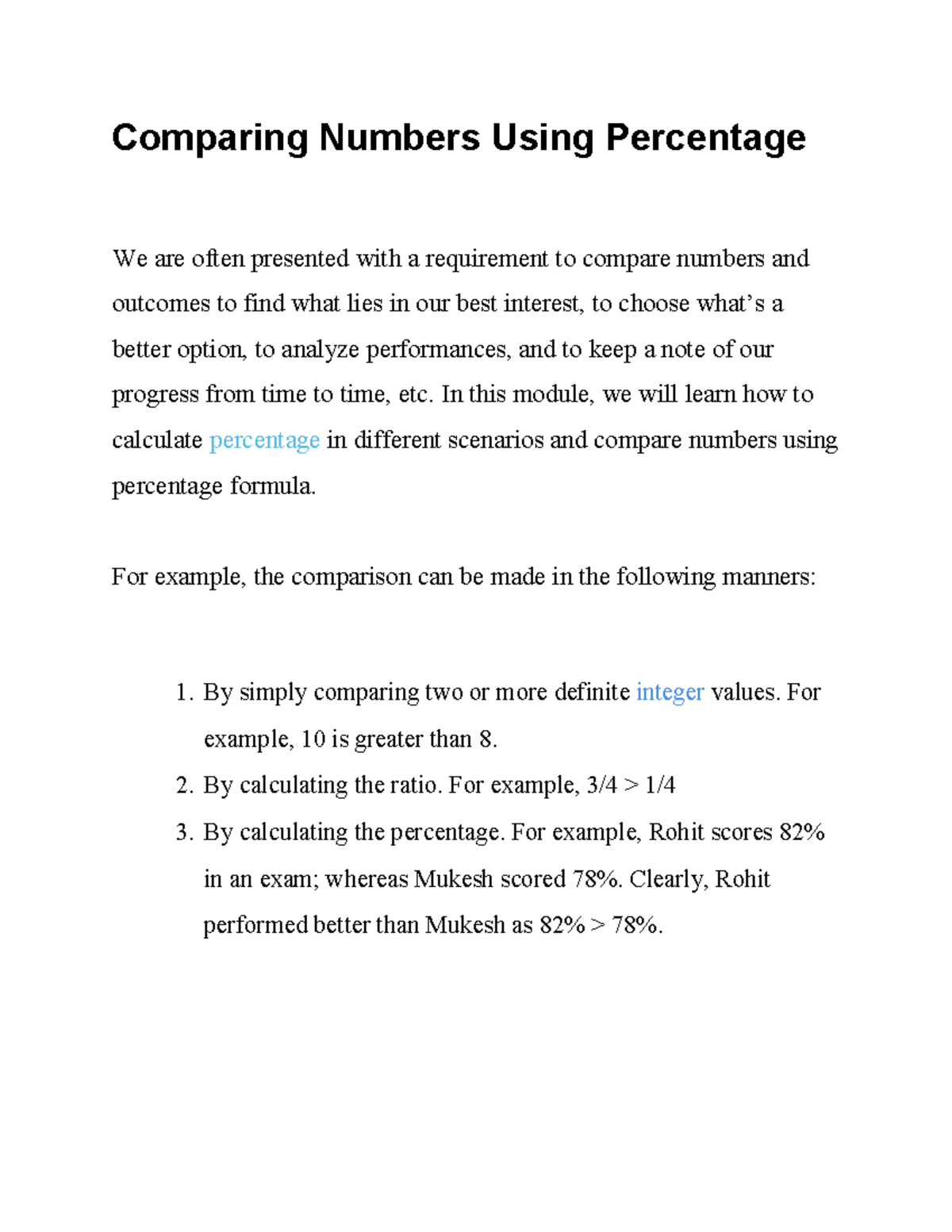 General science 1 - Useful notes - Comparing Numbers Using Percentage ...