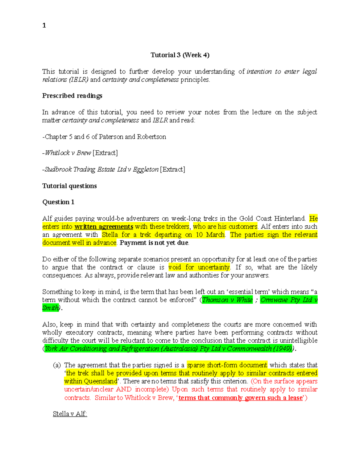 Tutorial 3 (Week 4) (IELR ; Certainty) - Tutorial 3 (Week 4) This tutorial is designed to ...